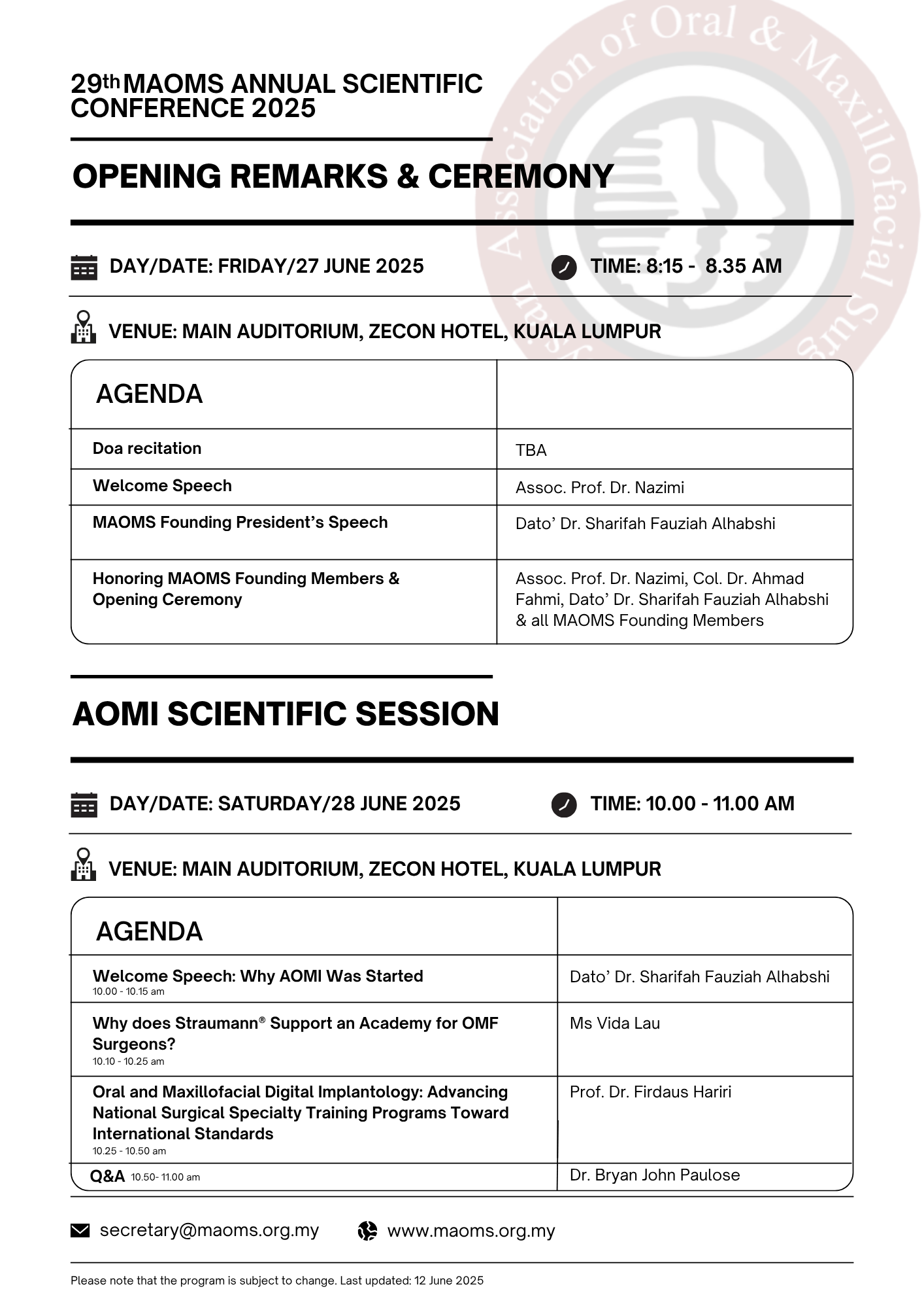 ASC opening and AOMI session